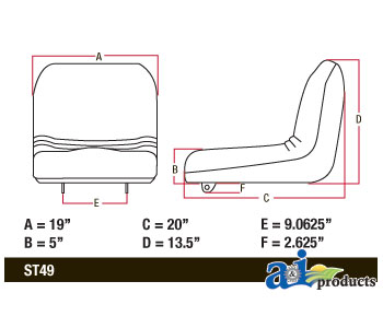 SEAT - DEERE TY15863 HIGH-BACK SEAT A-B1TY15863 - Tired Iron Tractor Parts